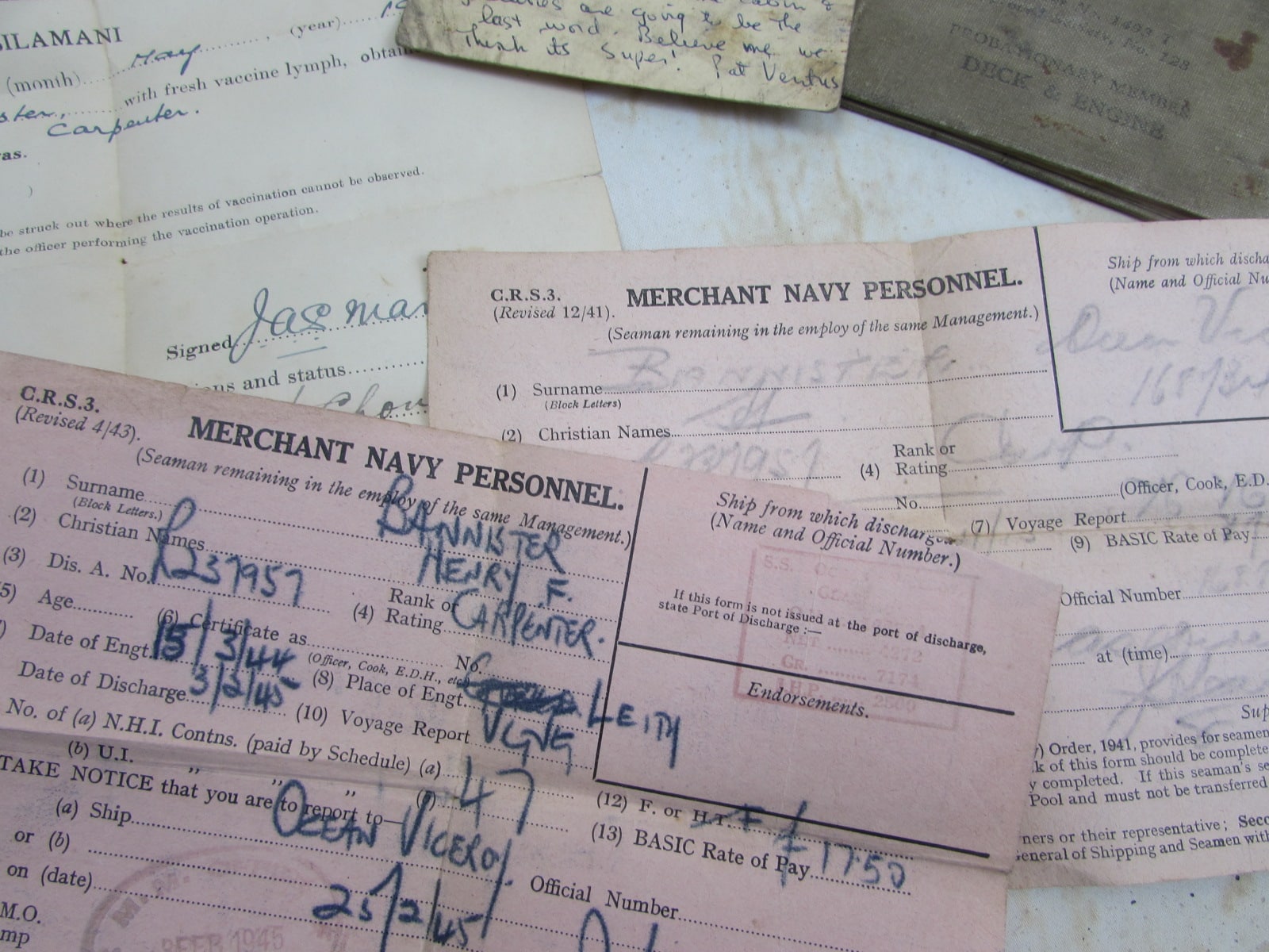 Merchant Naval paperwork and insignia, 1943 - Antiqurio Military Antiques