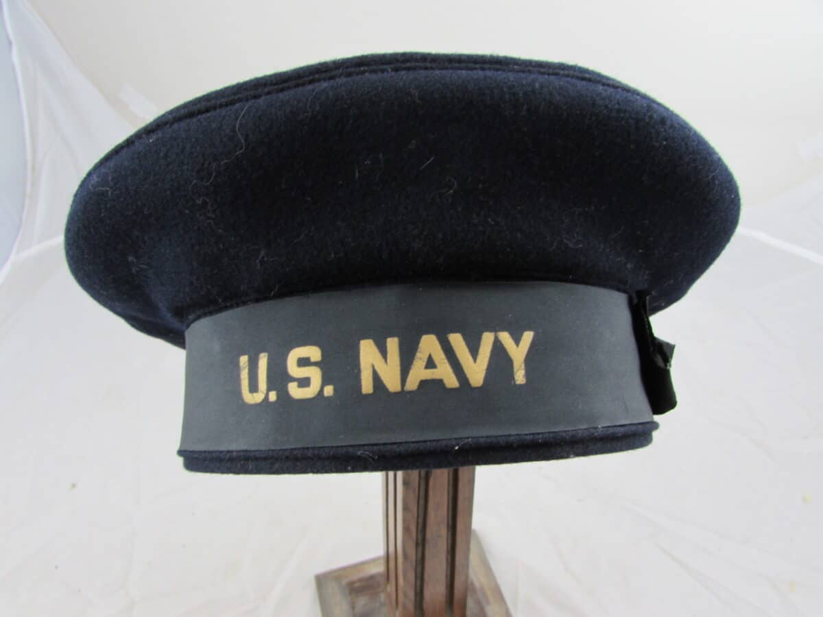 WW2 U.S. Navy Enlisted Mans Blue Cloth Cap - Antiqurio Military Antiques