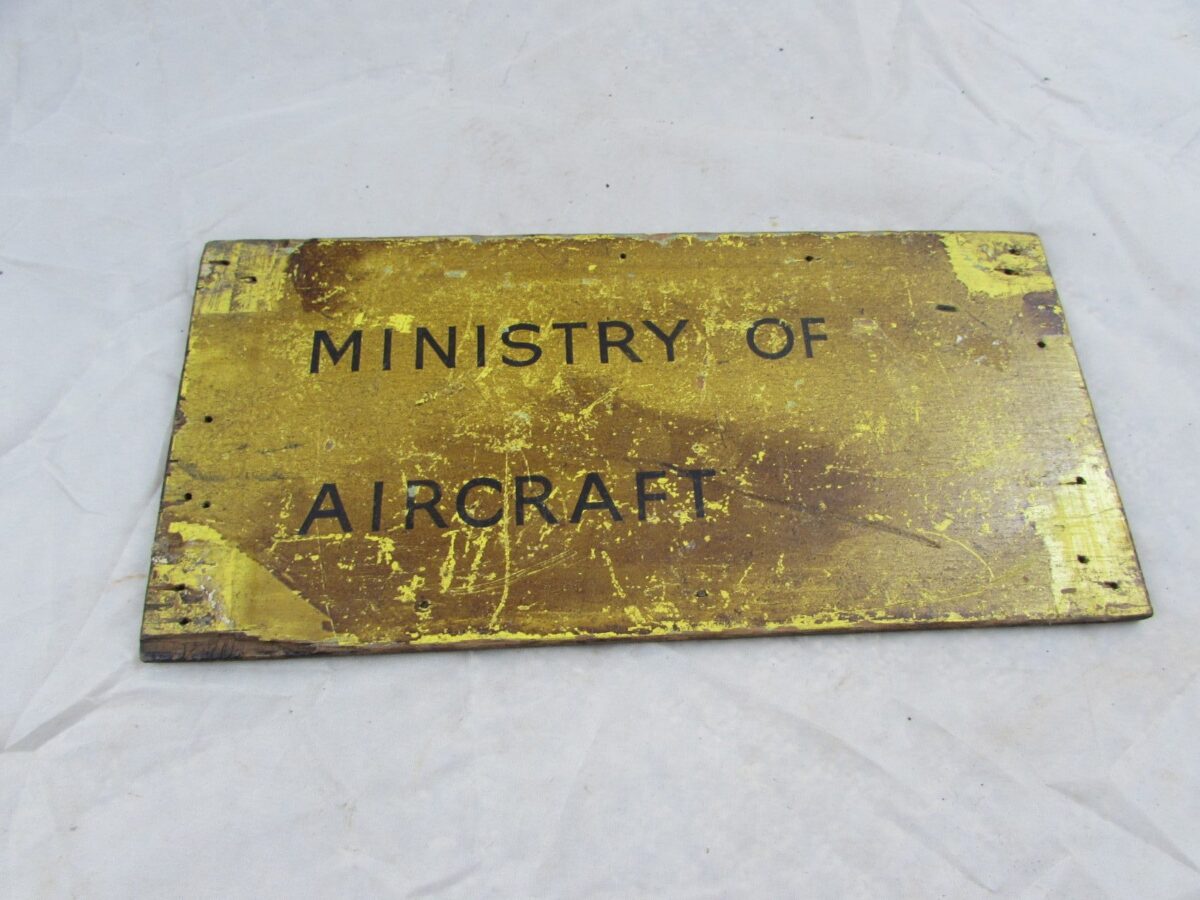 WW2 ,Ministry of Aircraft wooden sign - Antiqurio Military Antiques
