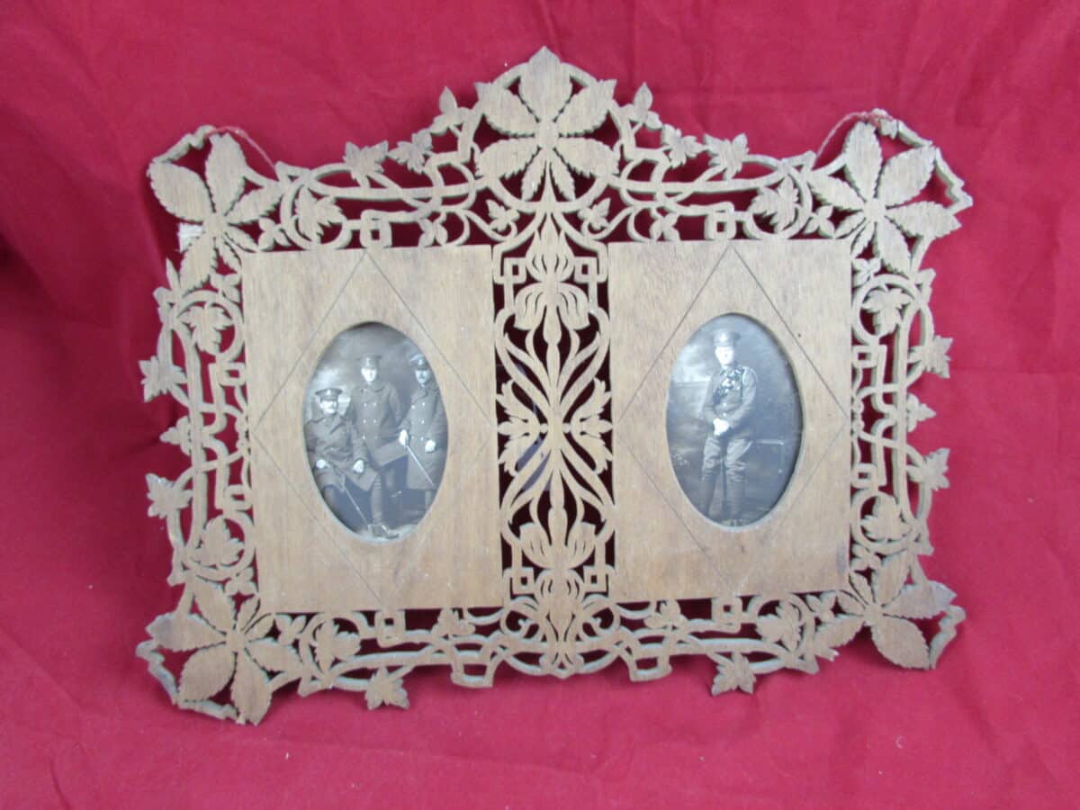 WW1 Wooden Fretwork Framed Soldiers Pictures - Antiqurio Military Antiques