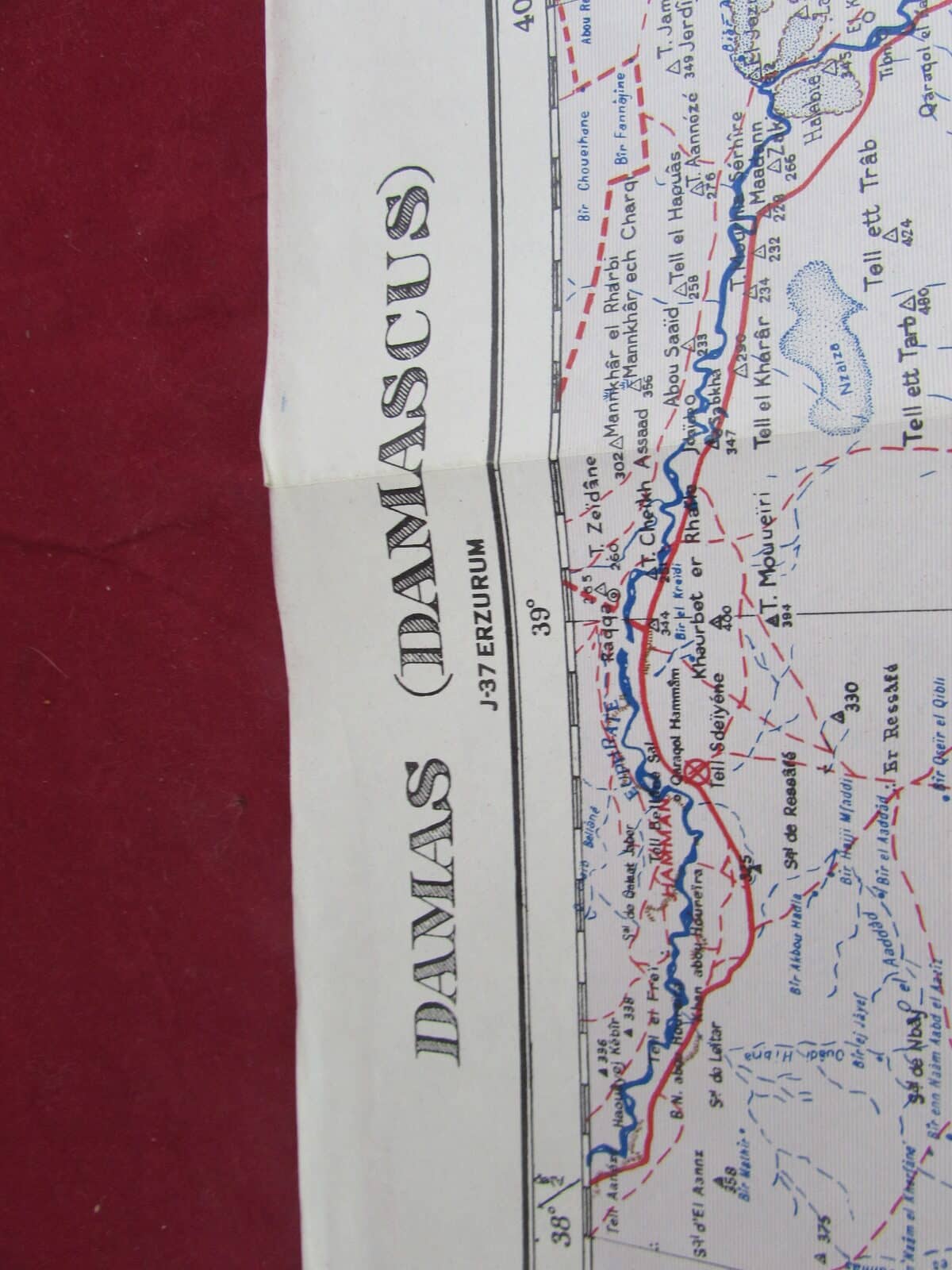 1945 Map Damascus with Air information - Antiqurio Military Antiques