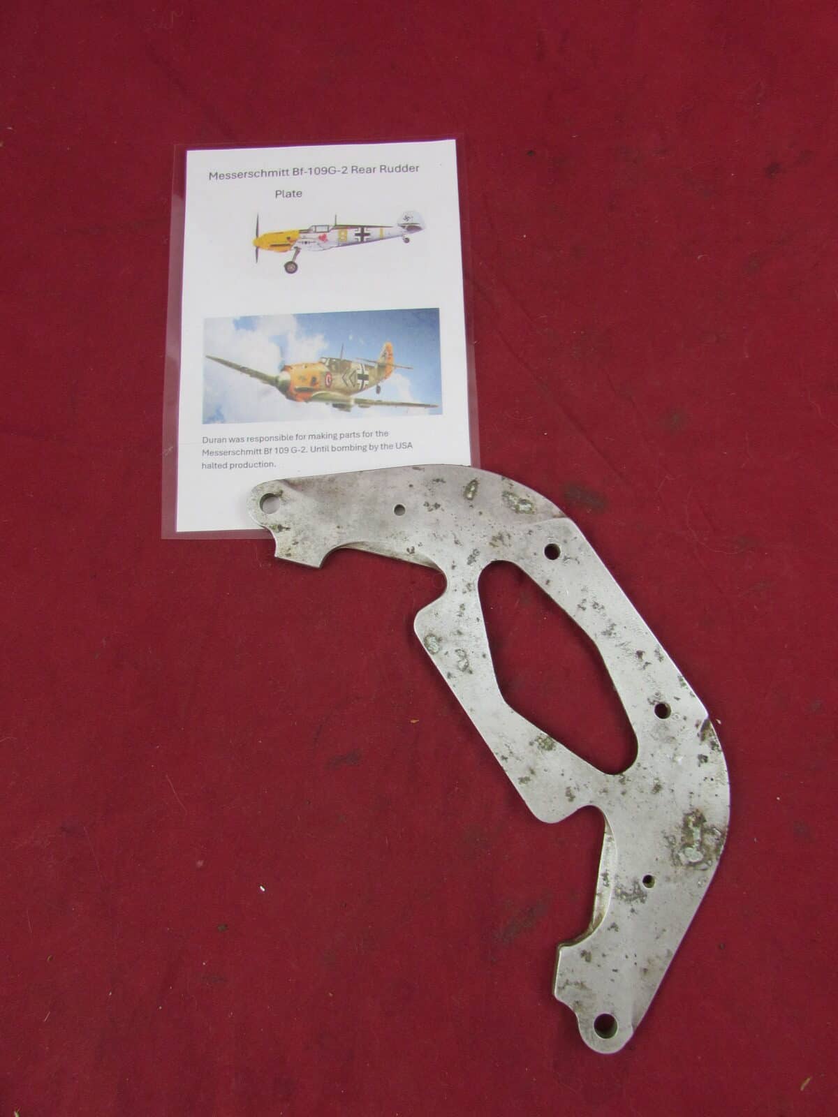 Messerschmitt Bf-109G-2 Rear Rudder Plate - Antiqurio Military Antiques