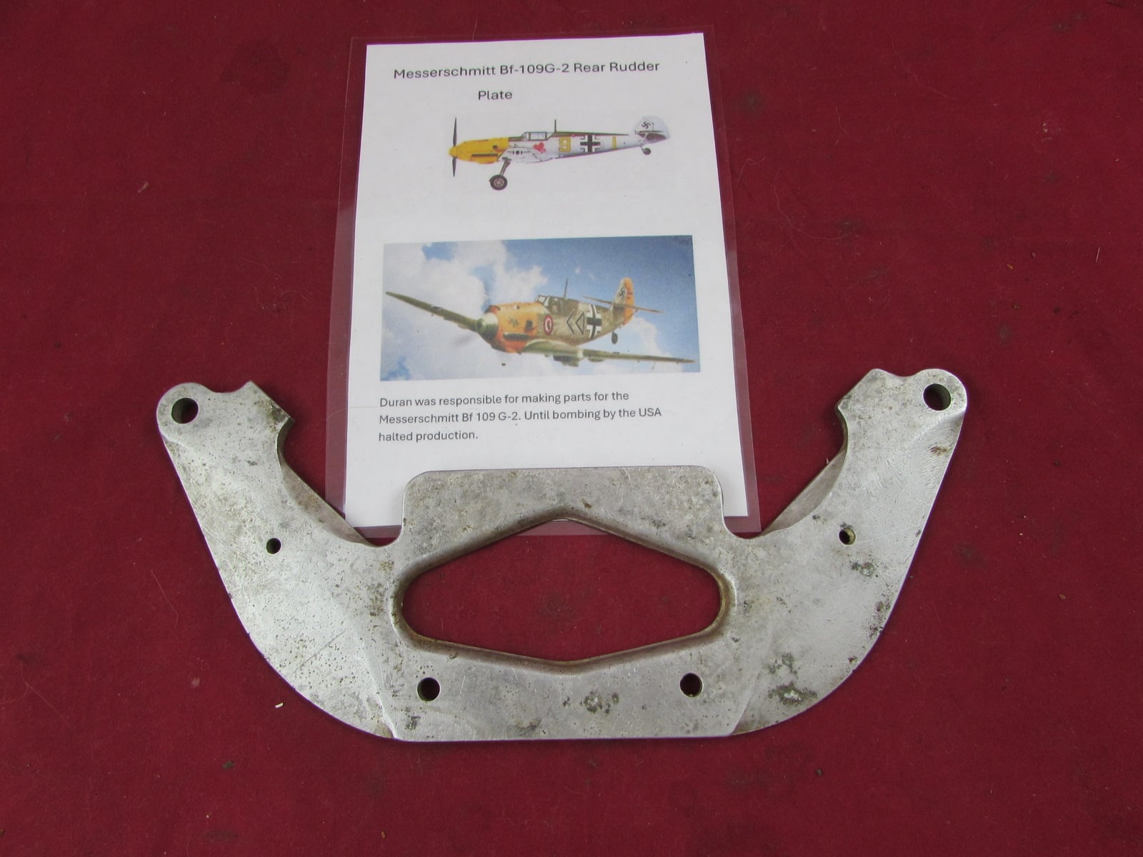 Messerschmitt Bf-109G-2 Rear Rudder Plate - Antiqurio Military Antiques