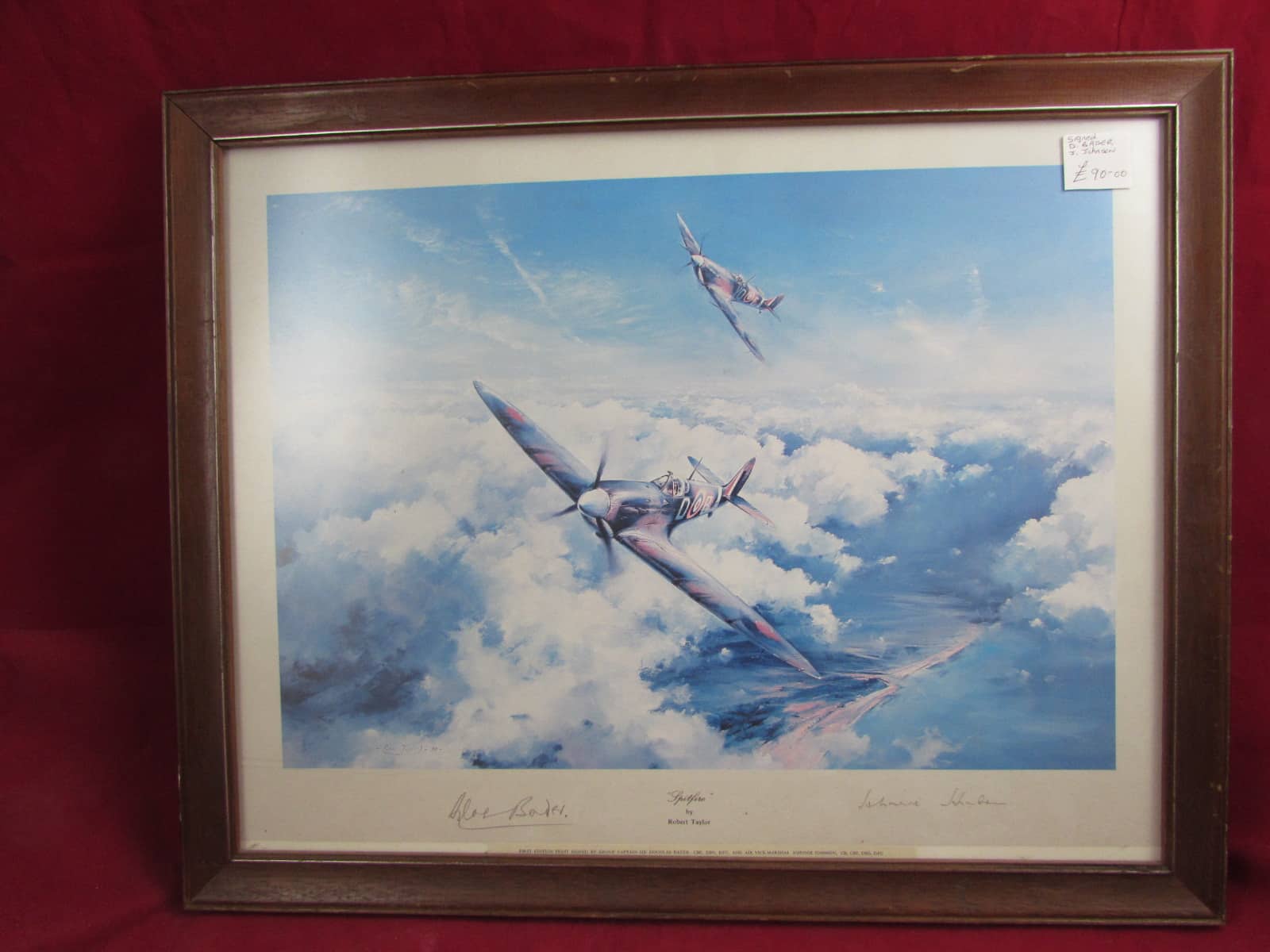 1st Edition Print Spitfire Robert Taylor Signed Douglas Bader & Johnnie ...
