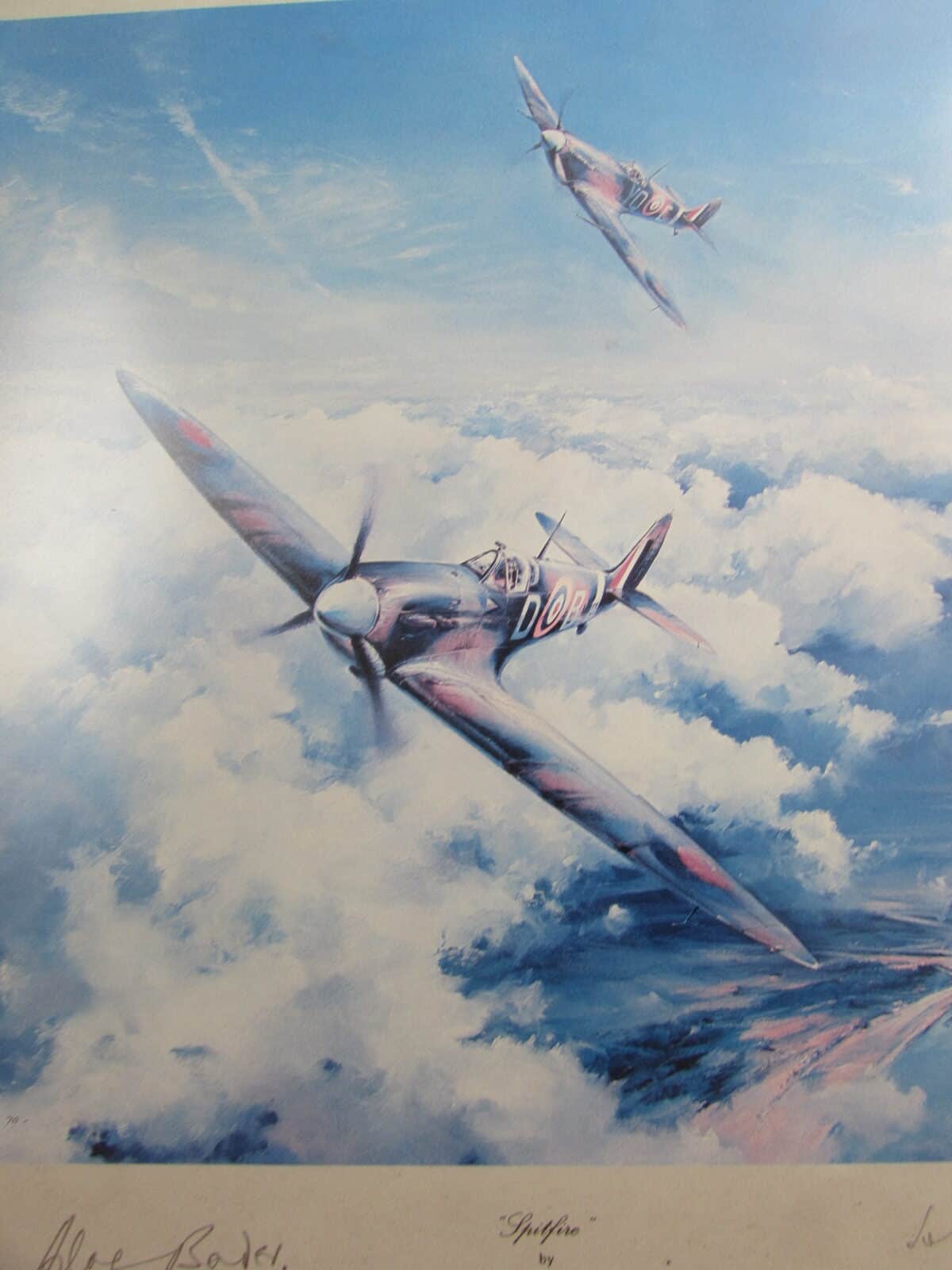 1st Edition Print Spitfire Robert Taylor Signed Douglas Bader & Johnnie ...