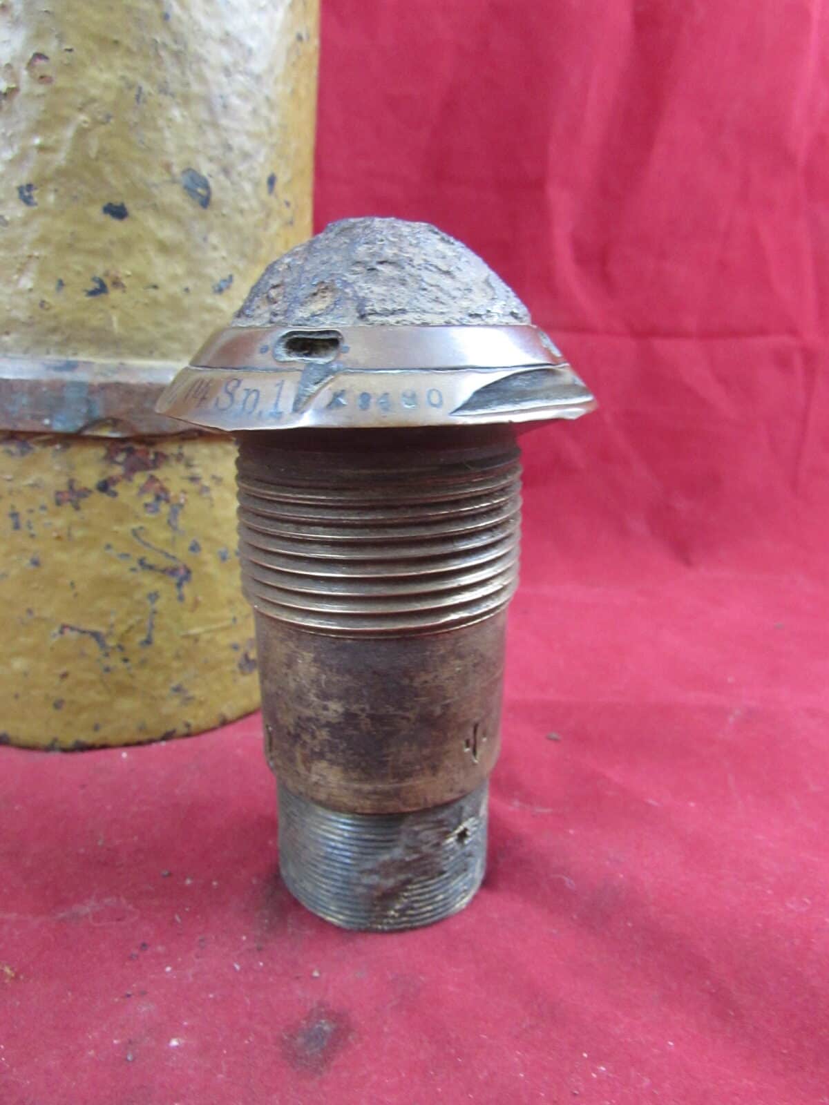 WW1 German 10cm shell Projectile,, with GrZ 04 fuze ,,inert - Antiqurio ...