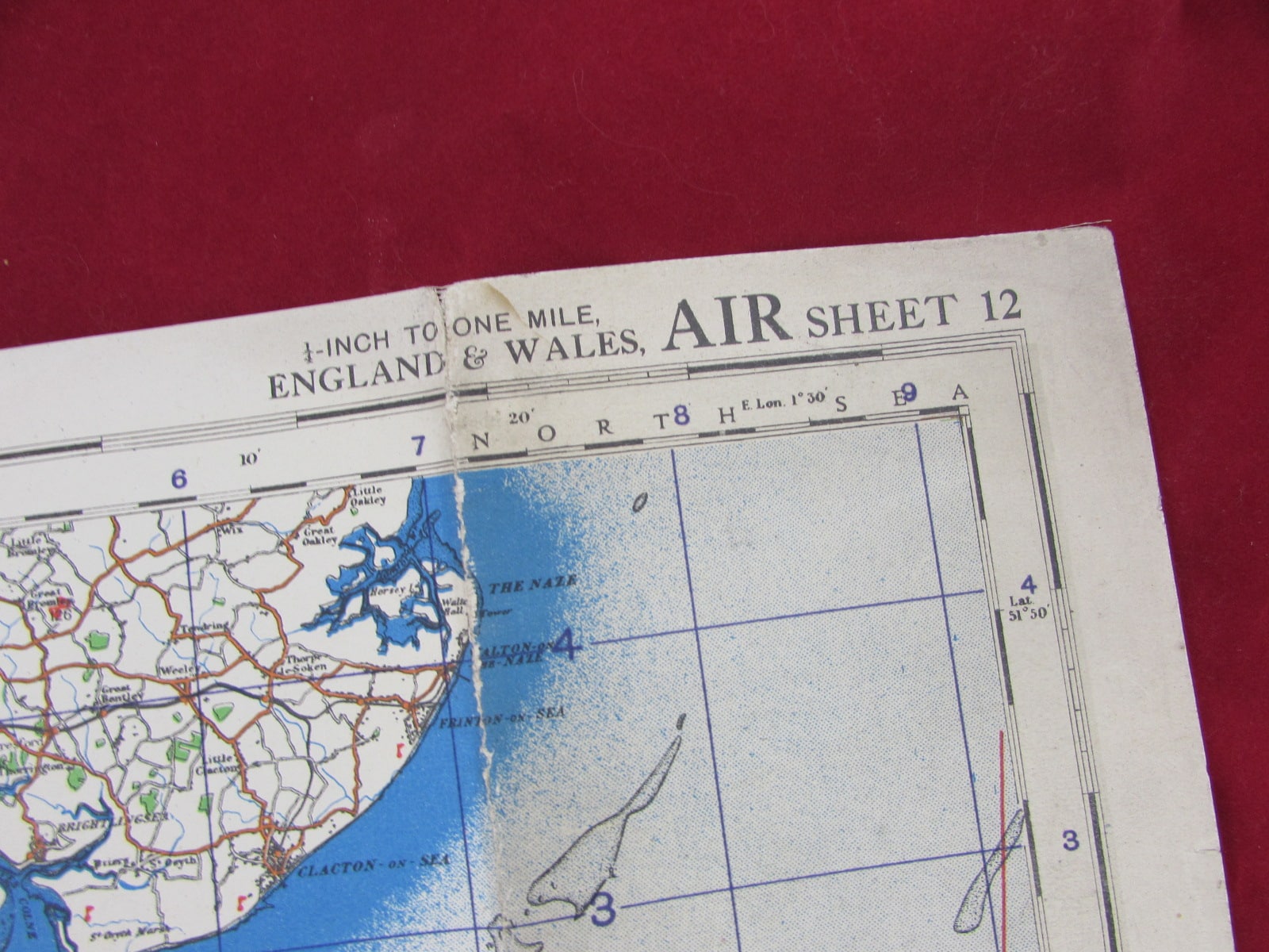 1942 Linen-Backed Air Map – England, South East & London (WW2 Period ...